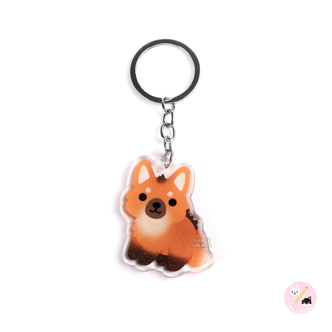 Maned Wolf Acrylic Glitter Keychain | Kawaii Chibi Wild Dog Animal ...