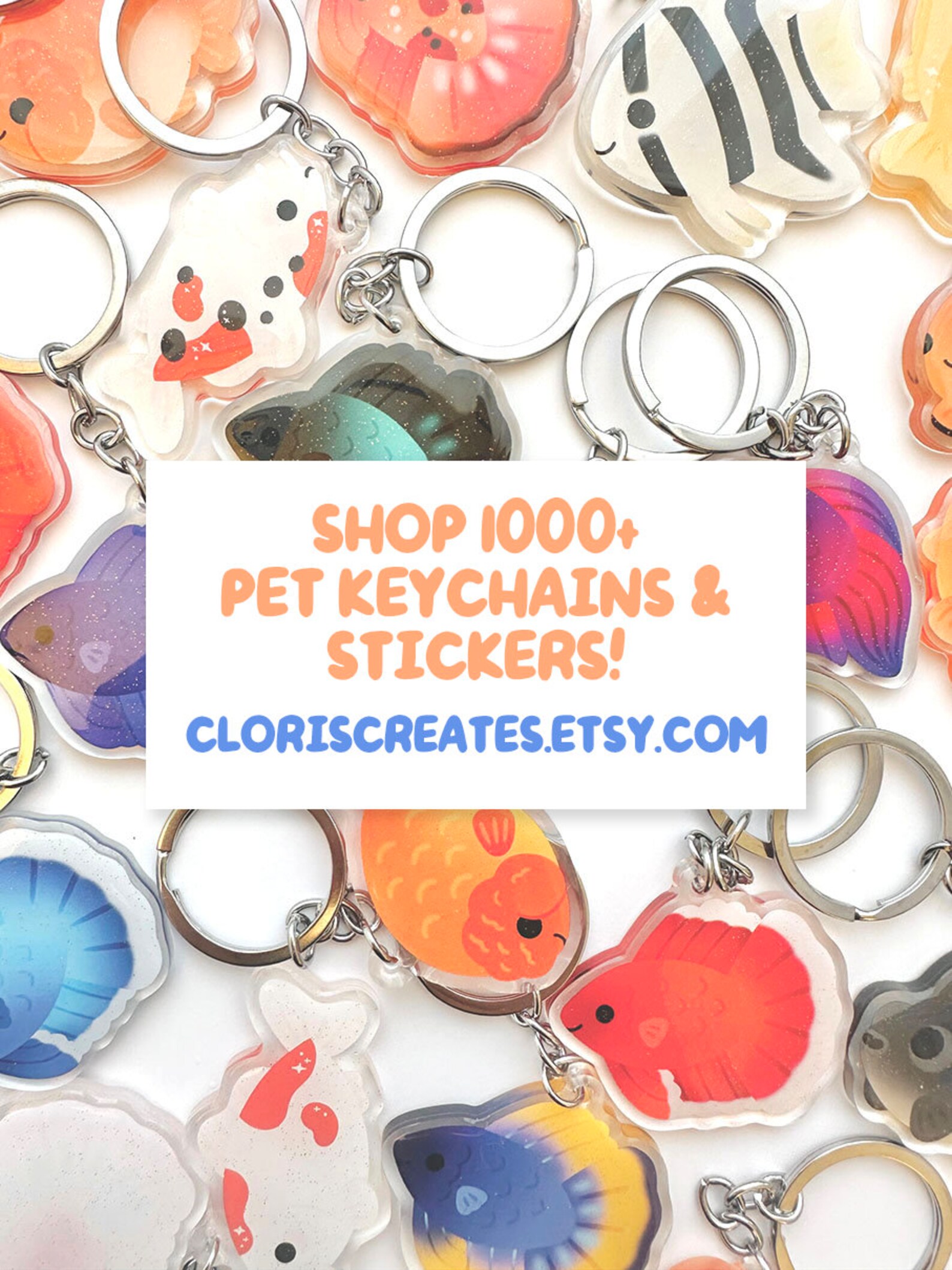 Tricolor Koi Fish Keychain Cartoon Chibi Aquarium Hobby Art Double ...