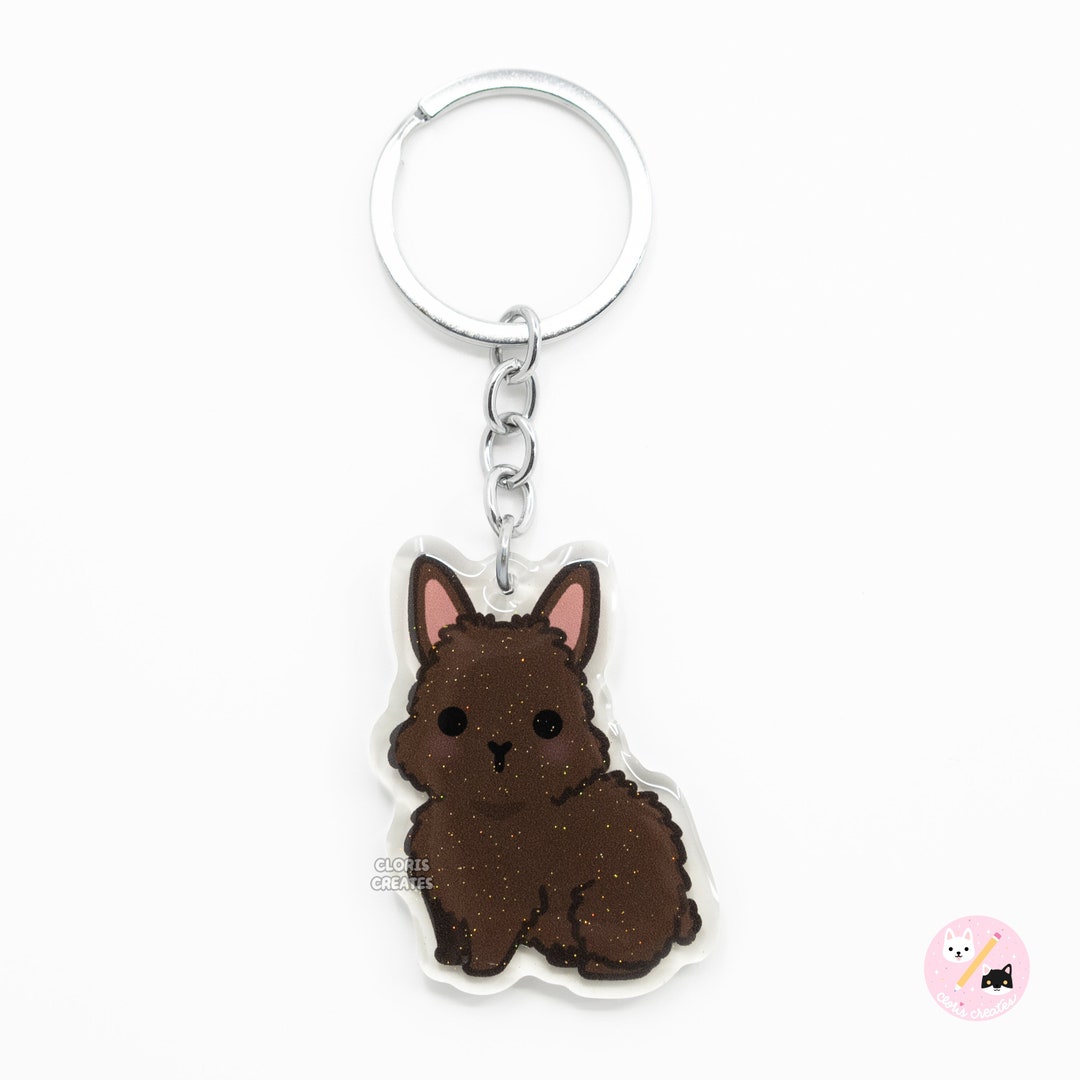 Chocolate Lionhead Rabbit Acrylic Pet Breed Keychain | Cartoon Kawaii ...