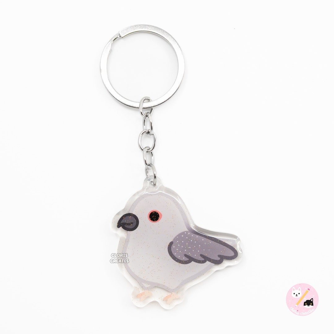 Diamond Dove Acrylic Bird Breed Keychain | Cartoon Kawaii Art Double ...