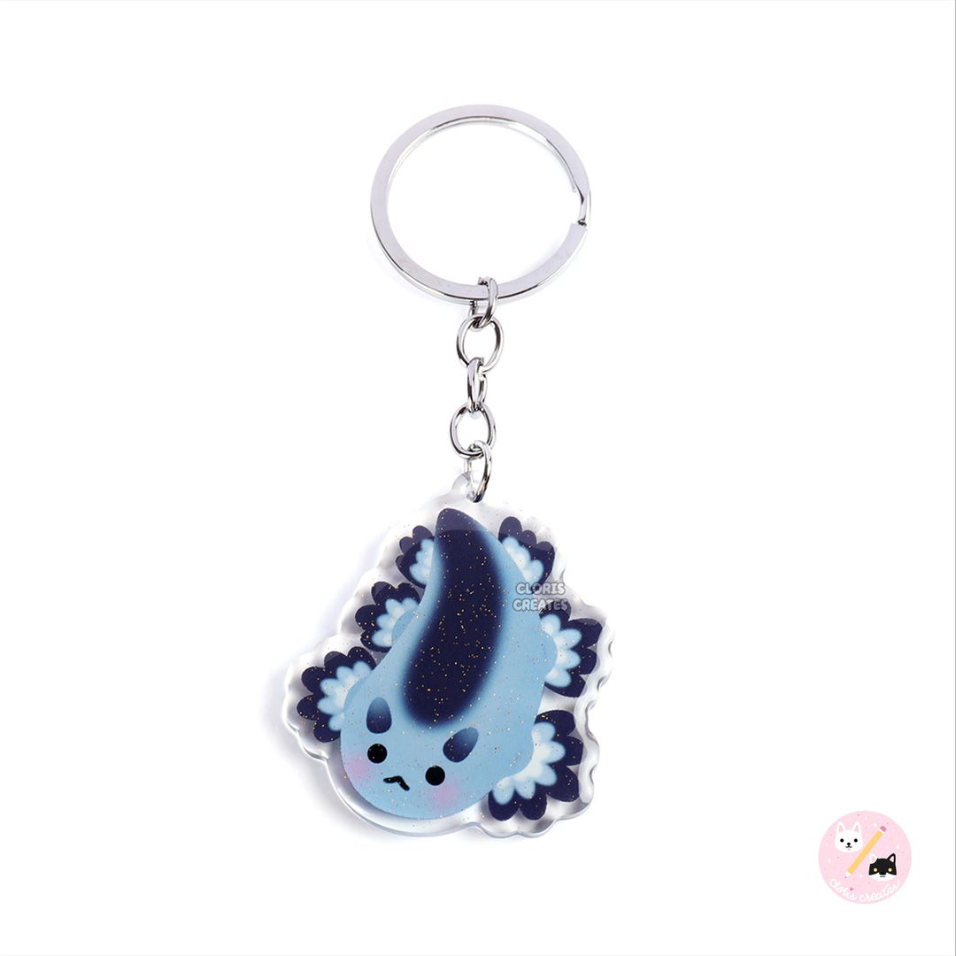 Blue Sea Dragon Slug Glaucus Atlanticus Acrylic Glitter Keychain ...