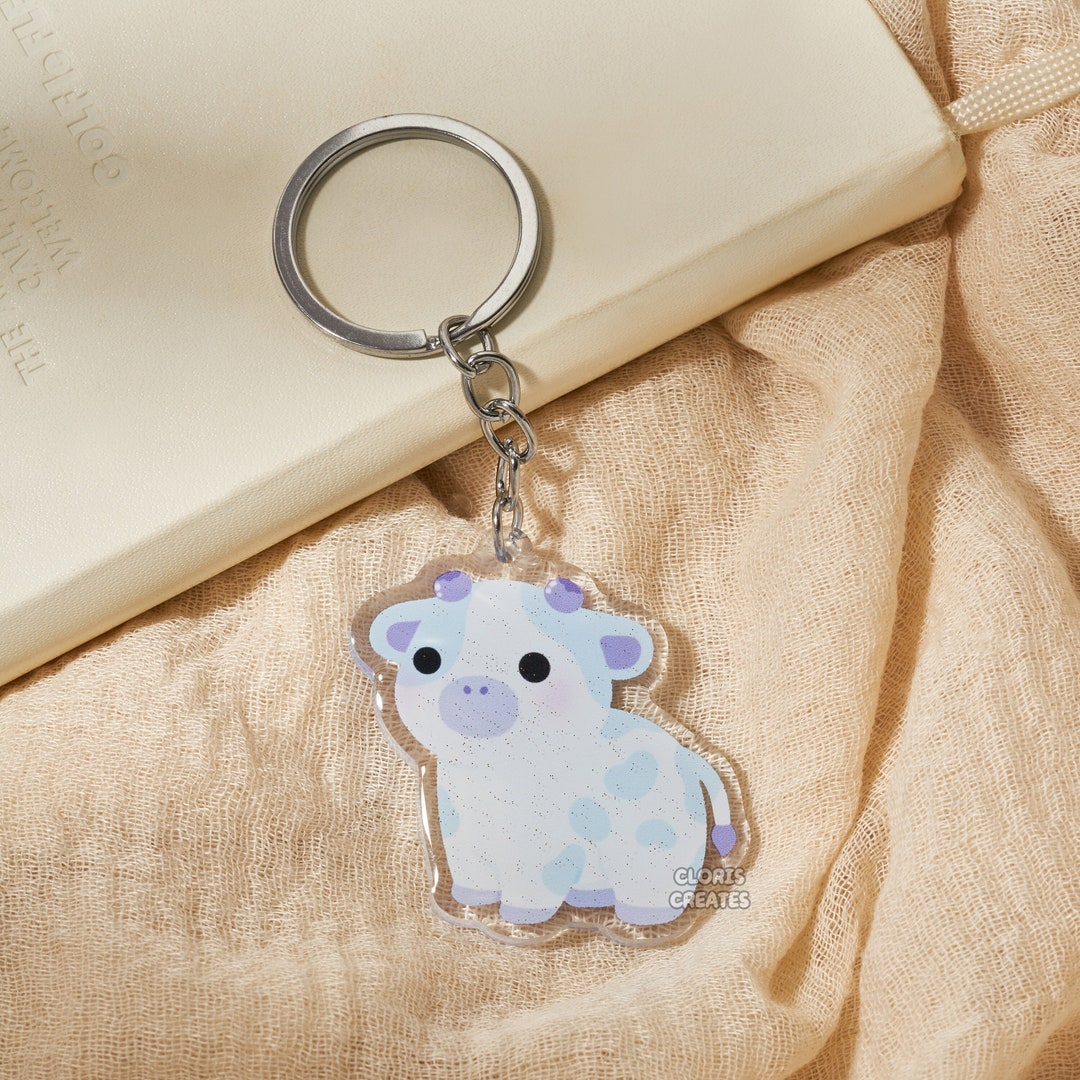 Blueberry Cow Fruity Farm Animal Keychain Cartoon Chibi Art - Etsy