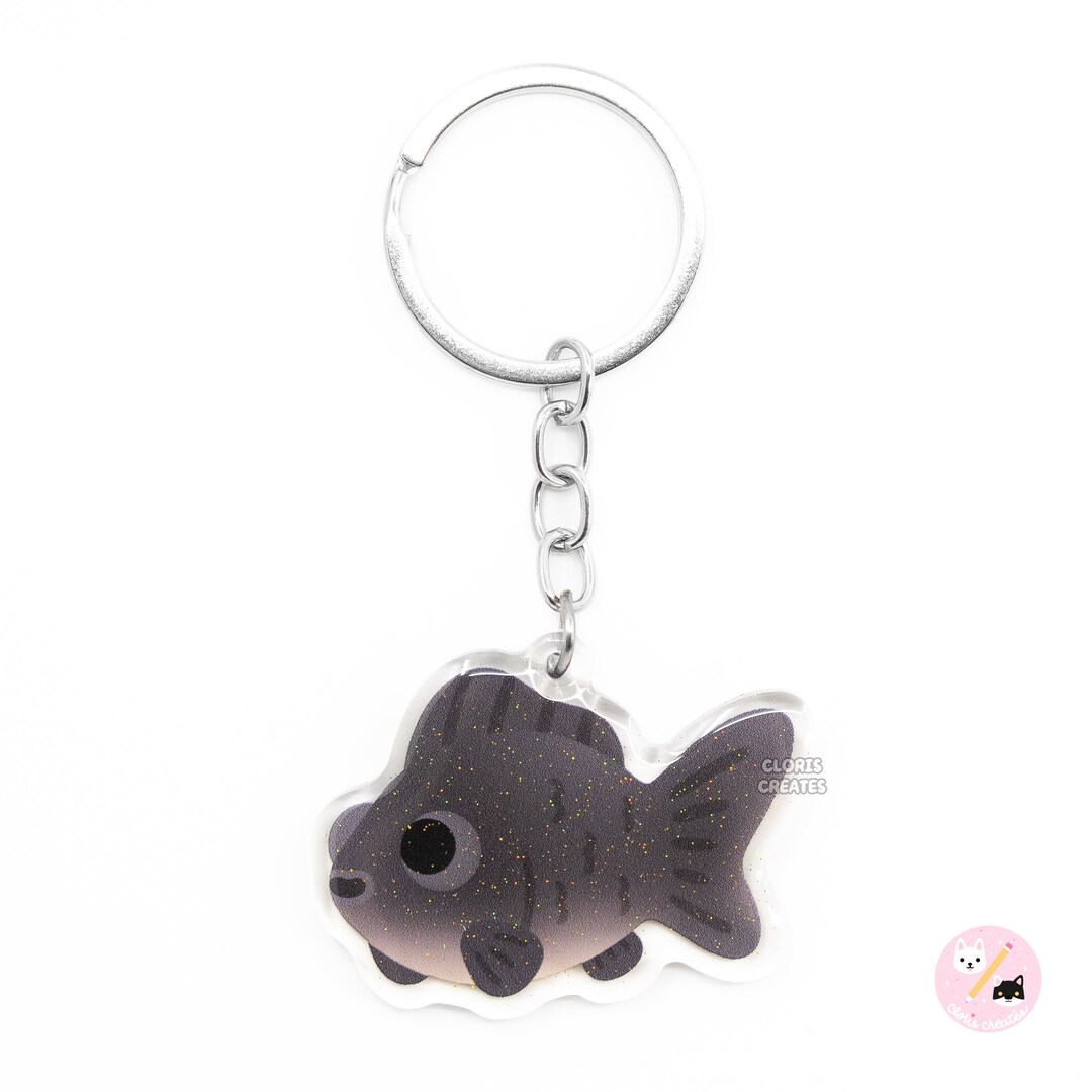 Black Moor Telescope Goldfish Keychain | Cartoon Chibi Aquarium Art ...