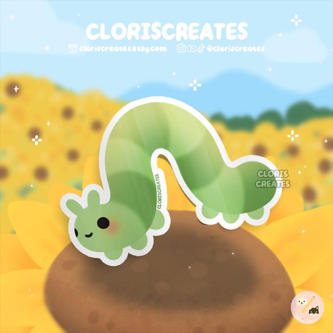 Inchworm Caterpillar Bug Insect Waterproof Die Cut Sticker | Kawaii ...