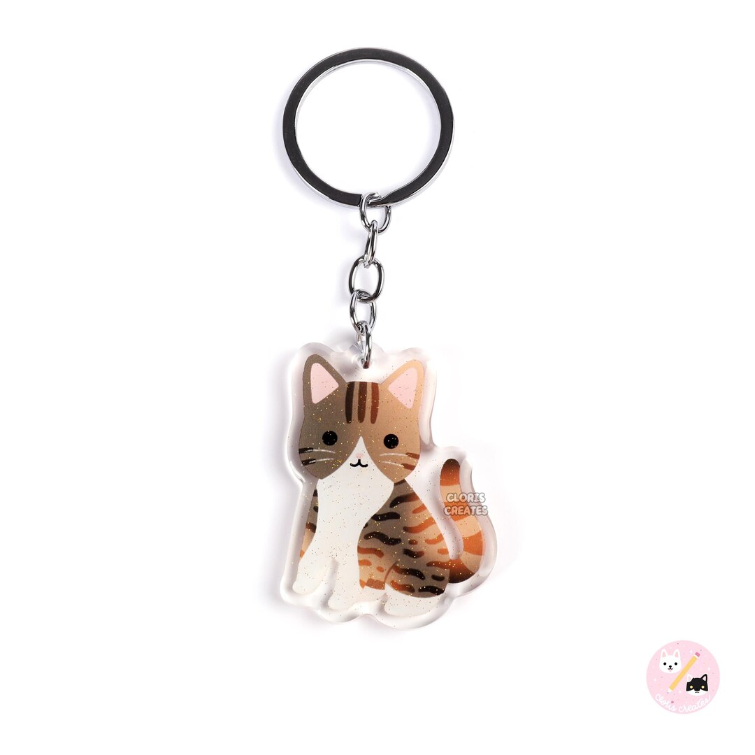 Torbie (tortie Tabby) Cat Acrylic Pet Breed Keychain | Cartoon Chibi ...
