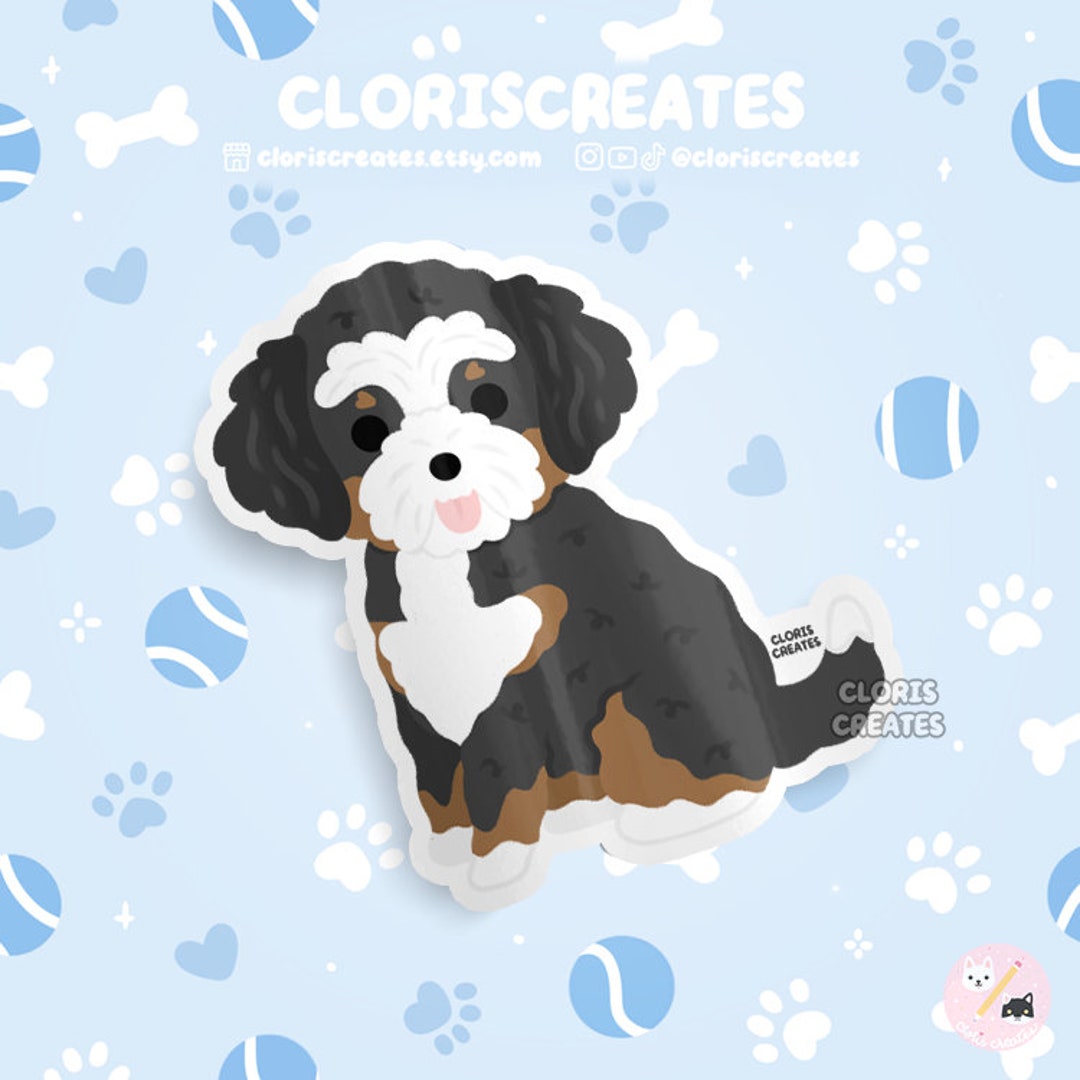 Bernedoodle Poodle Mix Dog Breed Waterproof Vinyl Sticker | Kawaii ...