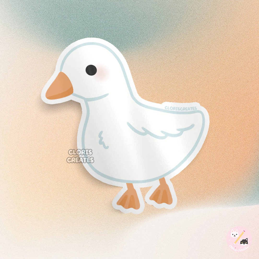 White Goose Waterproof Vinyl Sticker Kawaii Chibi Petting - Etsy