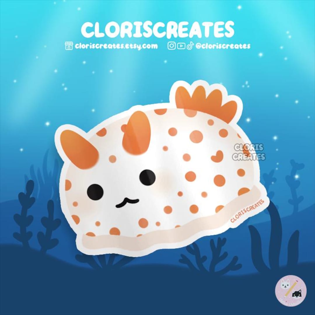 Clown Nudibranch Sea Slug Waterproof Vinyl Sticker | Kawaii Chibi ...