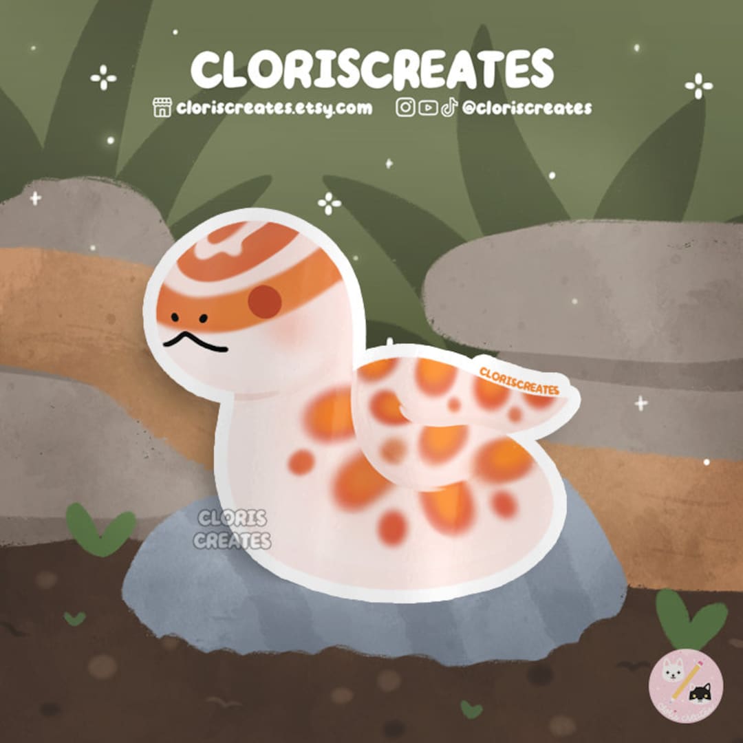 Albino Corn Snake Waterproof Vinyl Sticker | Kawaii Chibi Animal Lover ...
