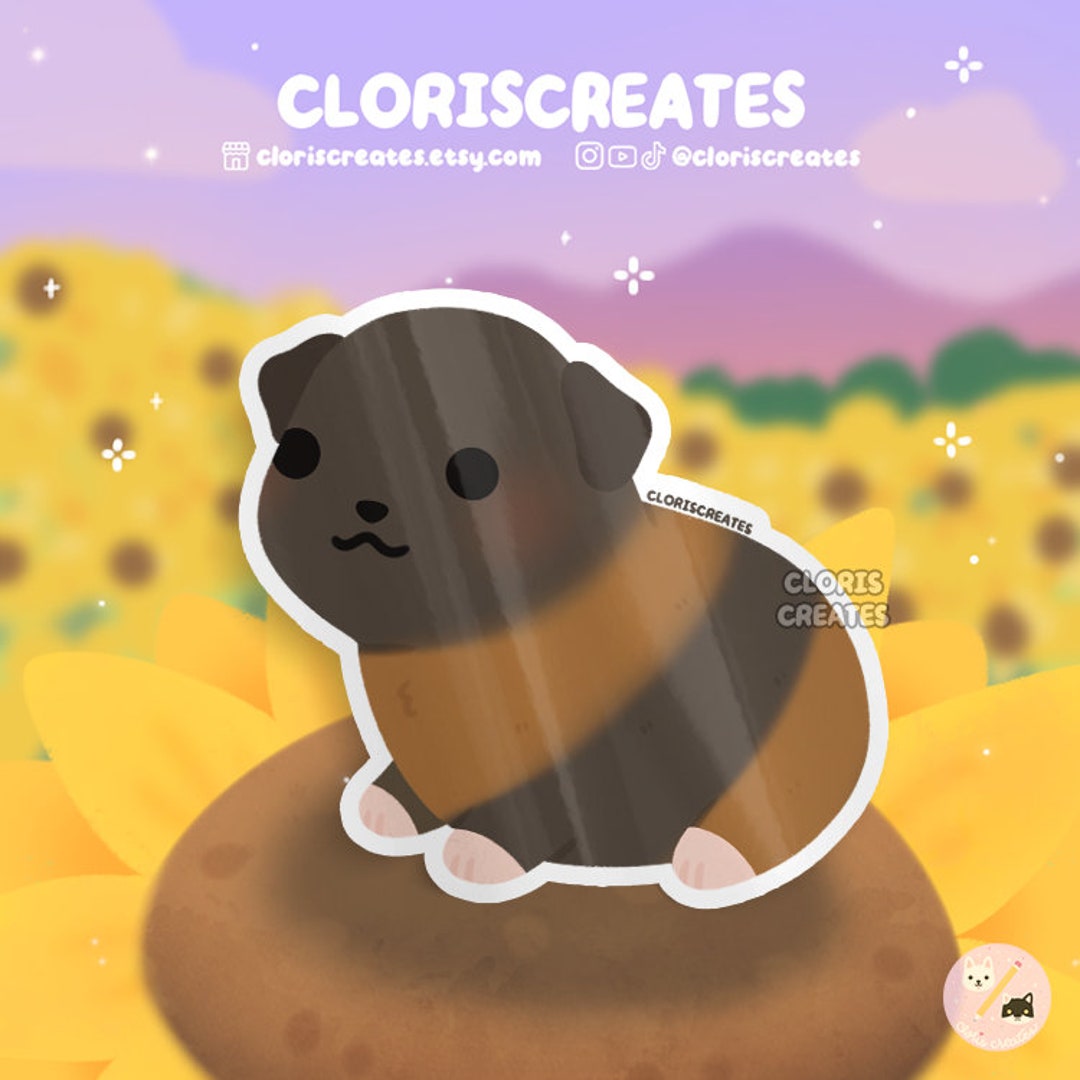 Brown Tan American Guinea Pig Cavy Waterproof Vinyl Sticker | Kawaii ...