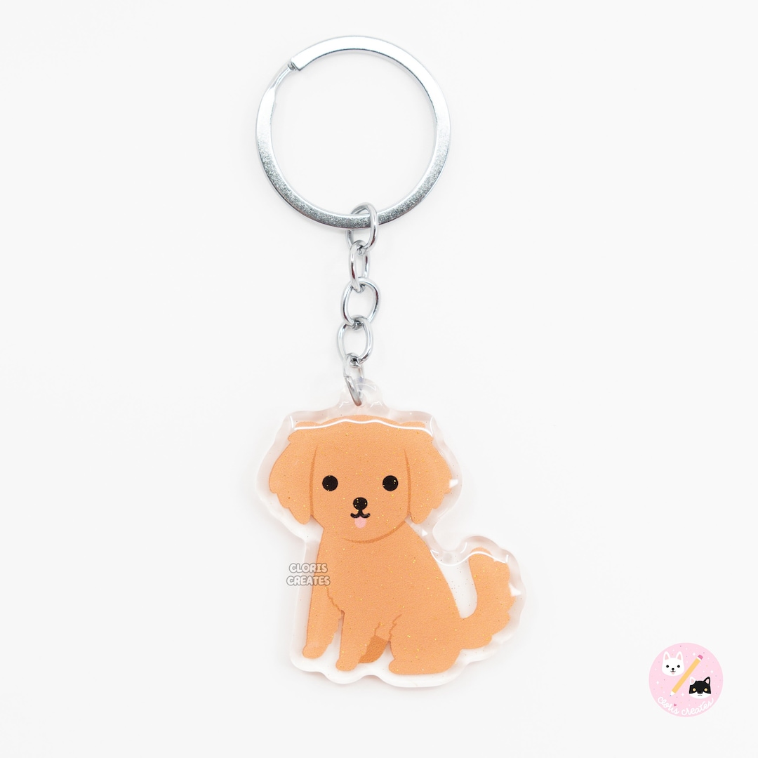 Red Golden Retriever Acrylic Dog Breed Keychain | Cartoon Kawaii Art ...