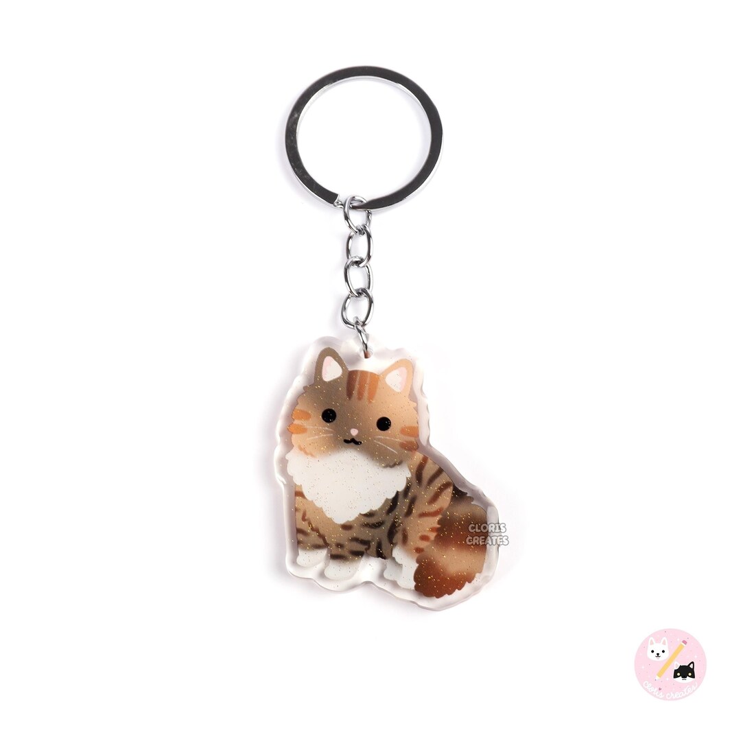 Longhaired Torbie (tortie Tabby) Cat Acrylic Pet Breed Keychain ...