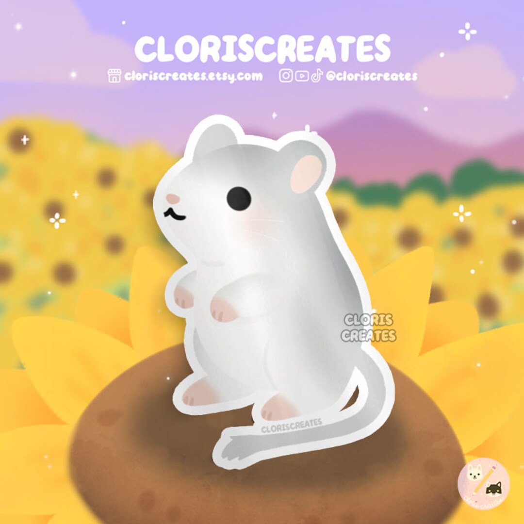 Silver Gerbil Waterproof Vinyl Sticker | Kawaii Chibi Rodent Animal ...