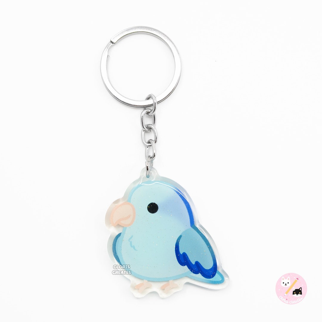 Blue Parrotlet Acrylic Bird Breed Keychain | Cartoon Kawaii Art Double ...