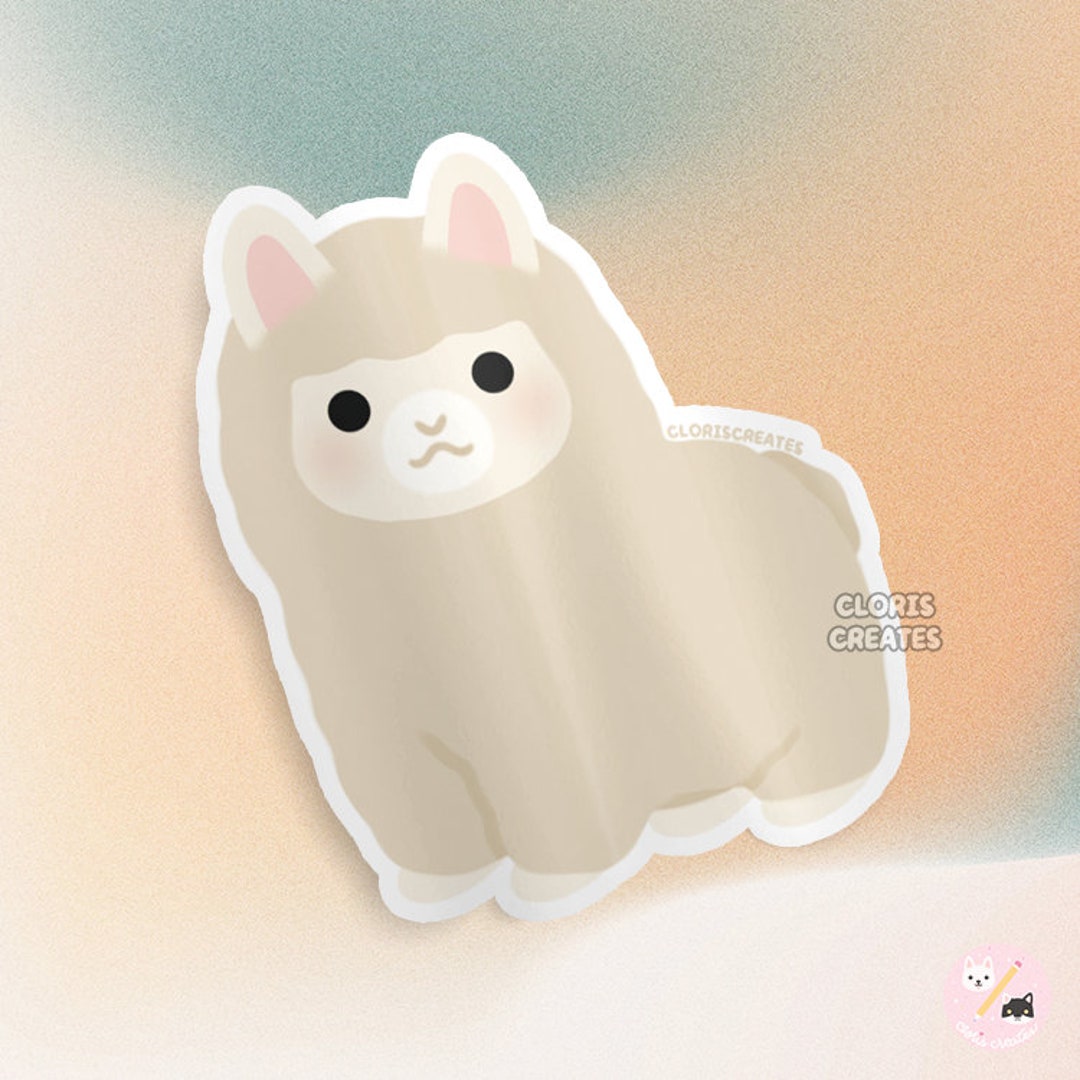 Cream Alpaca Waterproof Vinyl Sticker Kawaii Chibi Petting - Etsy