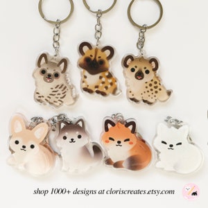 Striped Hyena Acrylic Glitter Keychain | Kawaii Chibi Animal Lover Wild ...