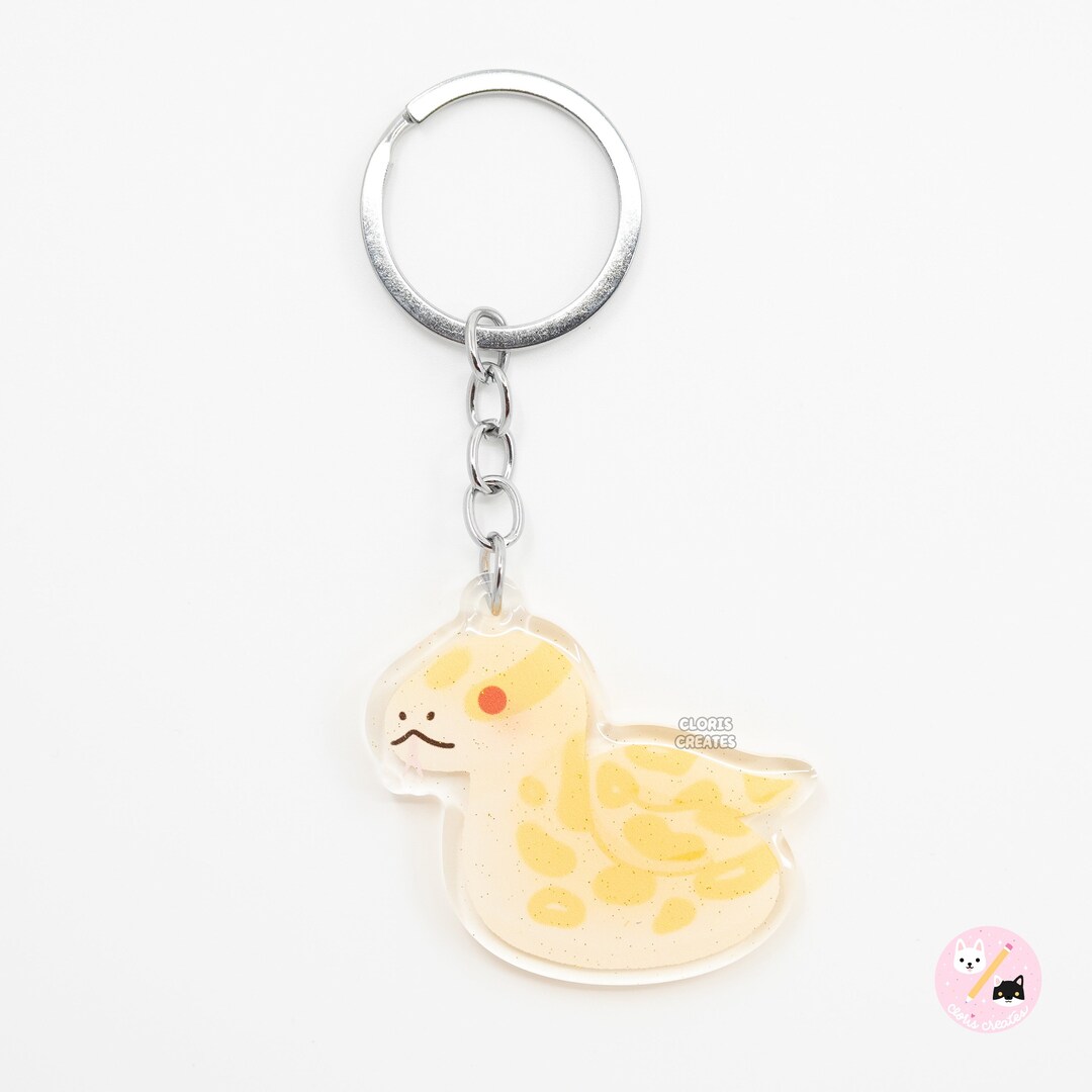 Albino Yellow Ball Python Acrylic Snake Keychain | Cartoon Kawaii ...
