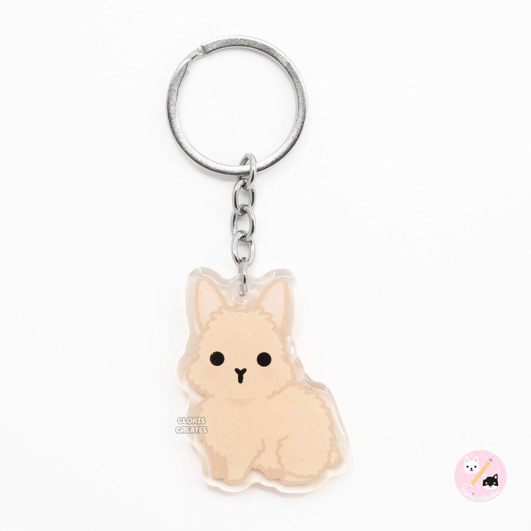 Tan Lionhead Rabbit Acrylic Pet Breed Keychain | Cartoon Kawaii Art ...