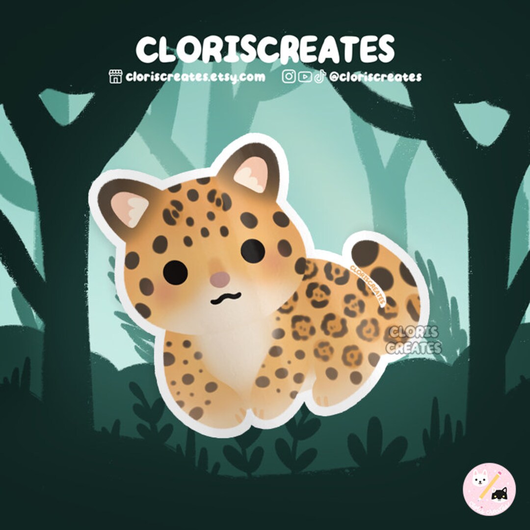 Jaguar Waterproof Vinyl Sticker | Kawaii Chibi Big Wildcat Animal Lover ...