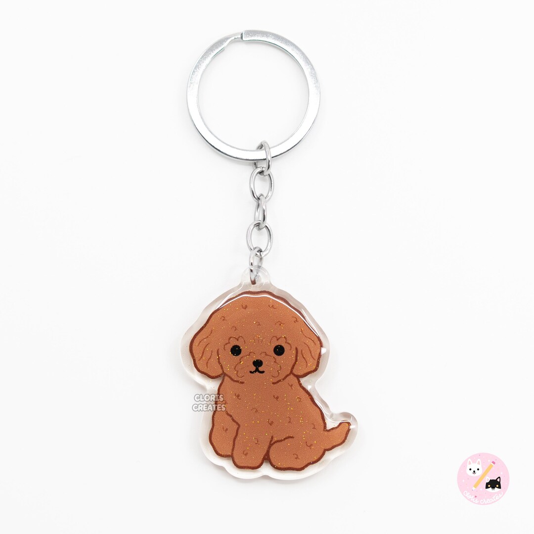 Red Toy Poodle Dog Breed Acrylic Keychain | Cartoon Kawaii Art Puppy ...