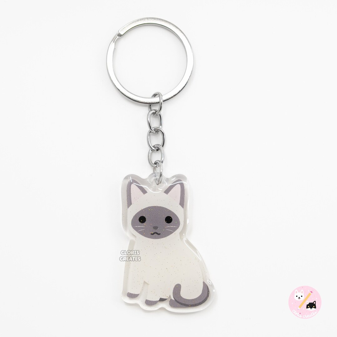 Blue Point Siamese Cat Acrylic Pet Breed Keychain Cartoon Chibi Animal ...