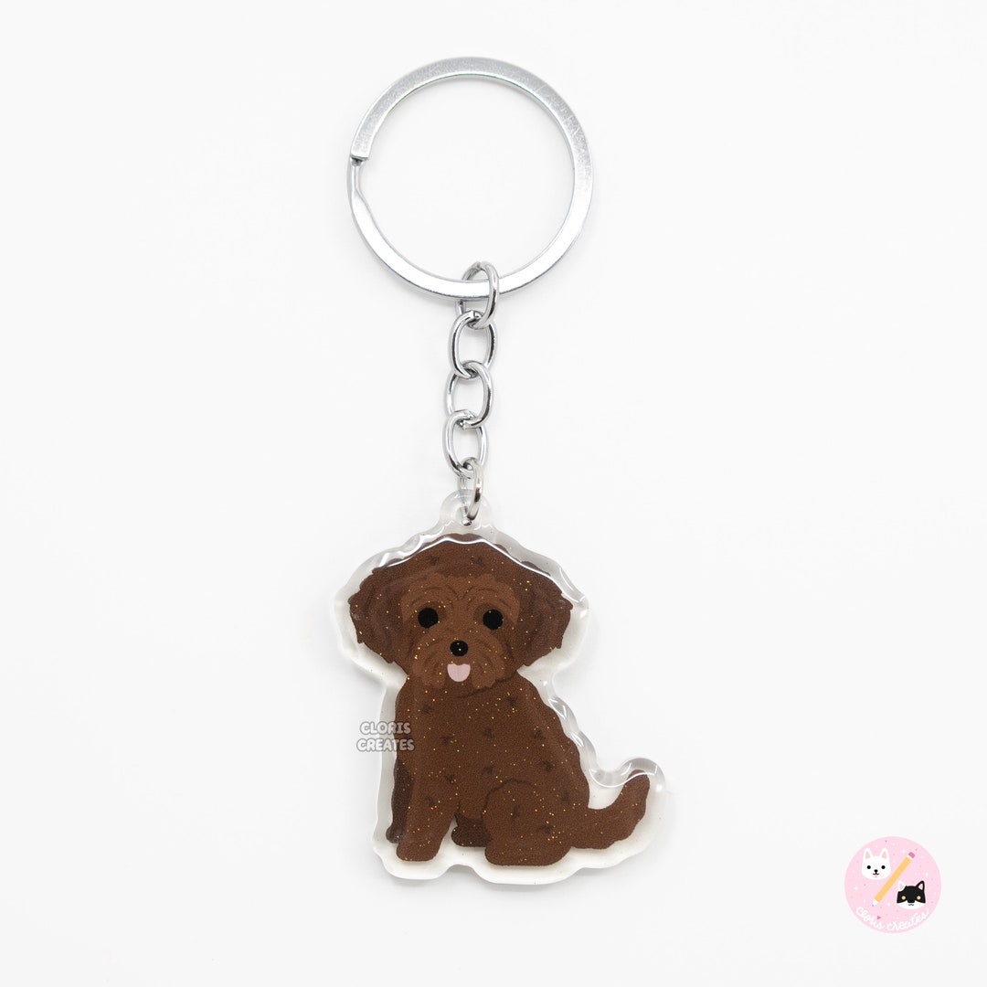 Chocolate Brown Goldendoodle Labradoodle Acrylic Mixed Dog Keychain ...