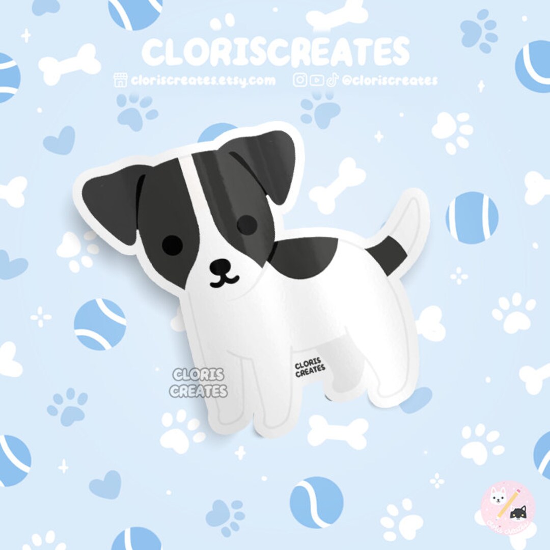 Black & White Jack Russell Terrier Dog Breed Waterproof Vinyl Sticker ...