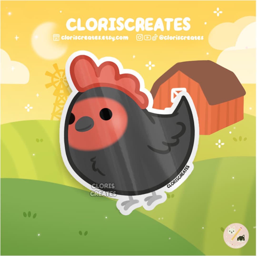 Black Chicken Waterproof Vinyl Sticker | Kawaii Chibi Petting Zoo ...