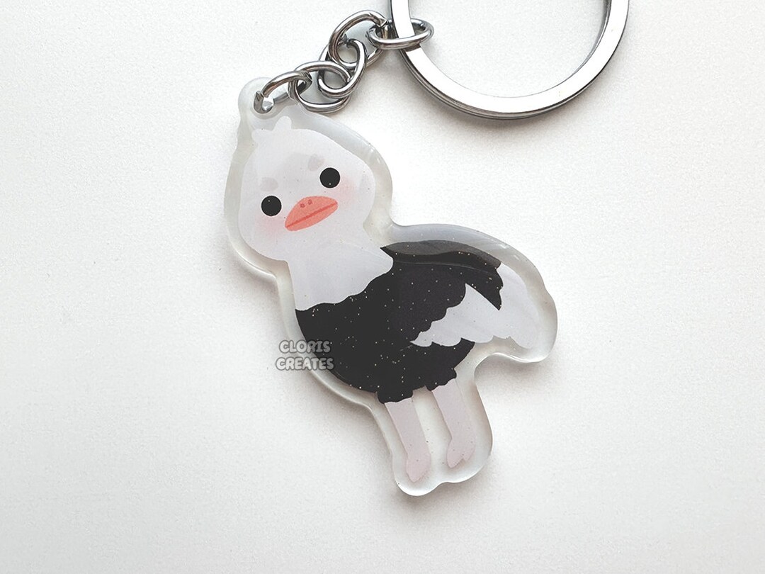Angry Ostrich Farm Animal Keychain Cartoon Chibi Art Glitter - Etsy