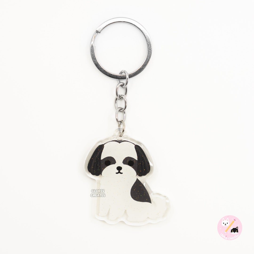 Black & White Shih Tzu Clear Dog Breed Acrylic Keychain | Cartoon ...