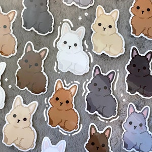 Harlequin Lionhead Rabbit Waterproof Vinyl Sticker | Kawaii Chibi ...