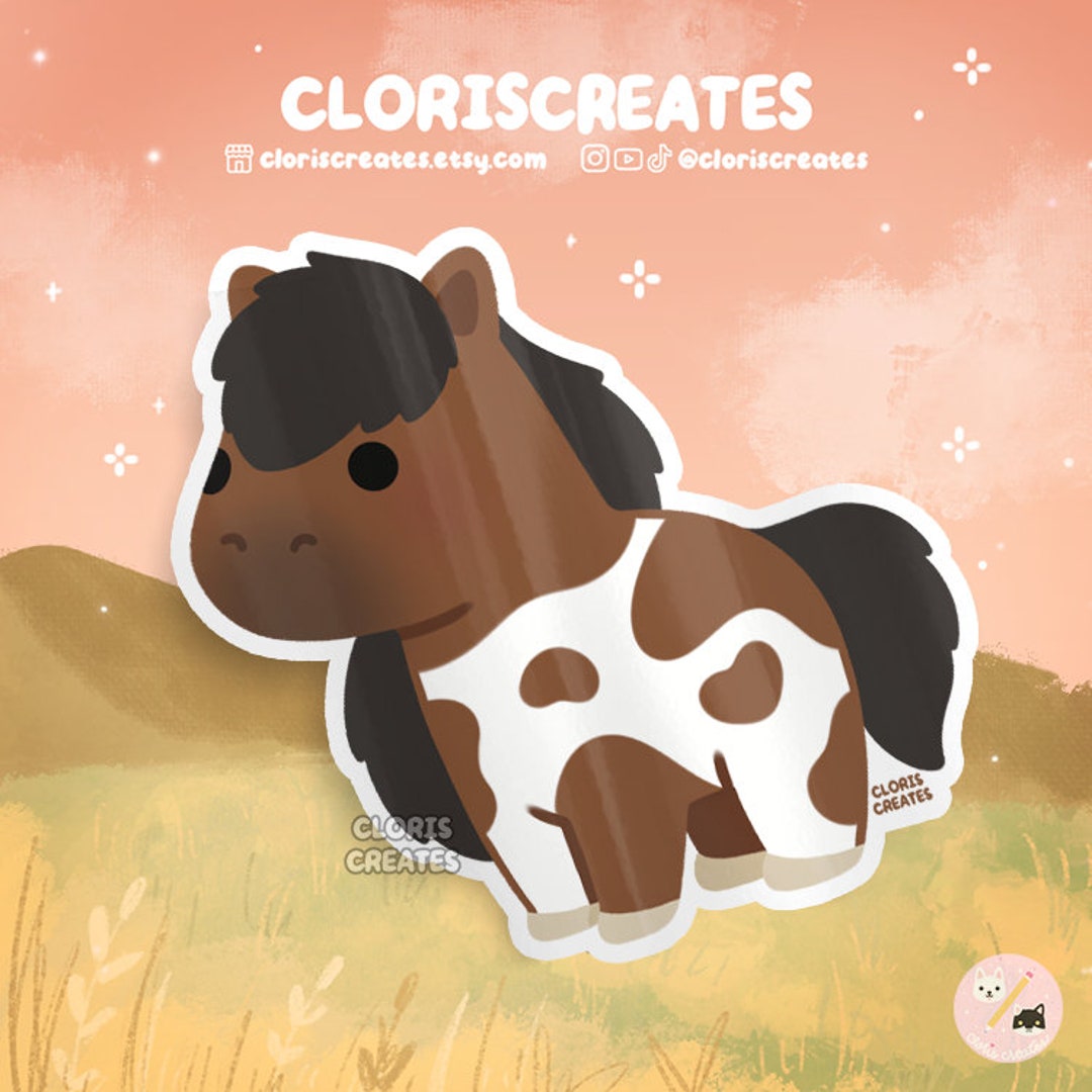 Spotted Bay Pinto Painted Horse Waterproof Vinyl Sticker | Kawaii Chibi ...