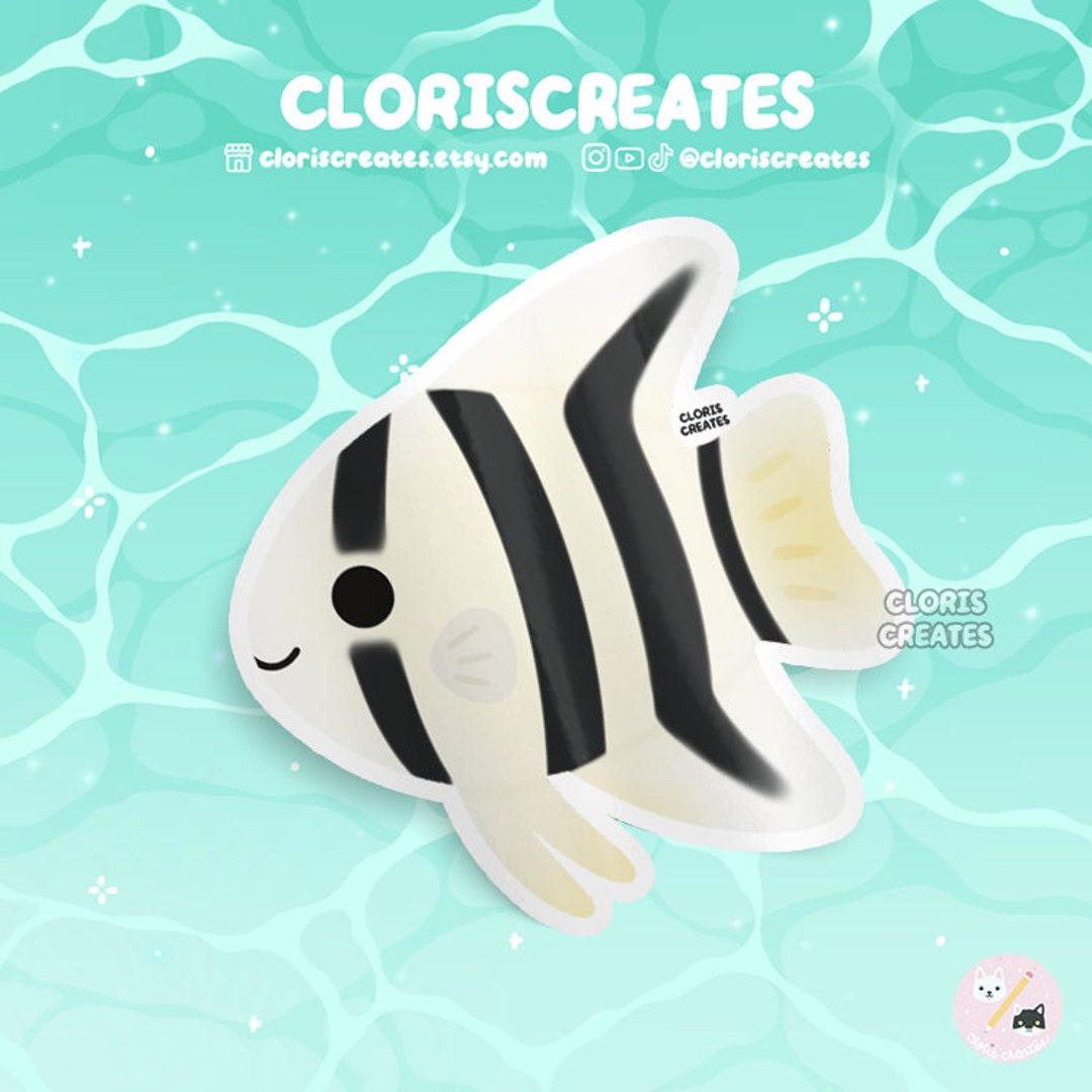 Angelfish Waterproof Die Cut Sticker | Kawaii Chibi Fish Aquarium Hobby ...