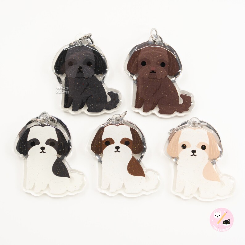 Black Shih Tzu Dog Breed Clear Acrylic Keychain | Cartoon Kawaii Art ...