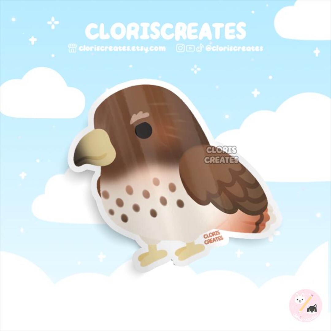 Red Tailed Hawk Animal Waterproof Vinyl Sticker | Kawaii Chibi Raptor ...