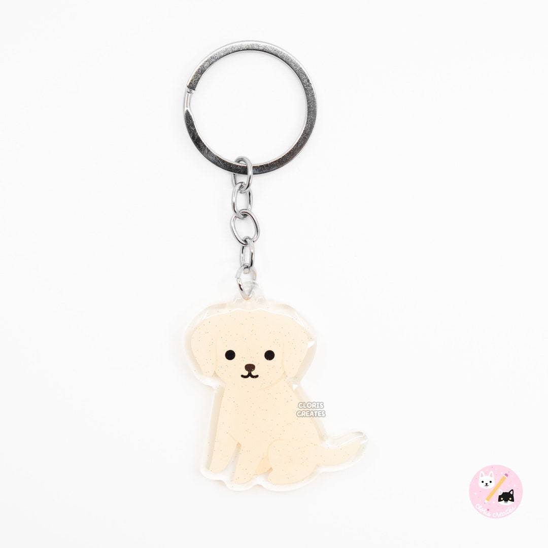 Yellow Labrador Retriever Acrylic Dog Keychain | Cartoon Kawaii Art ...