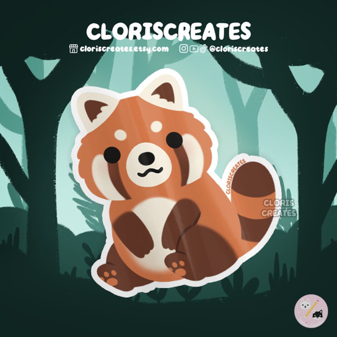 Red Panda Waterproof Vinyl Sticker | Kawaii Chibi Animal Lover Art ...