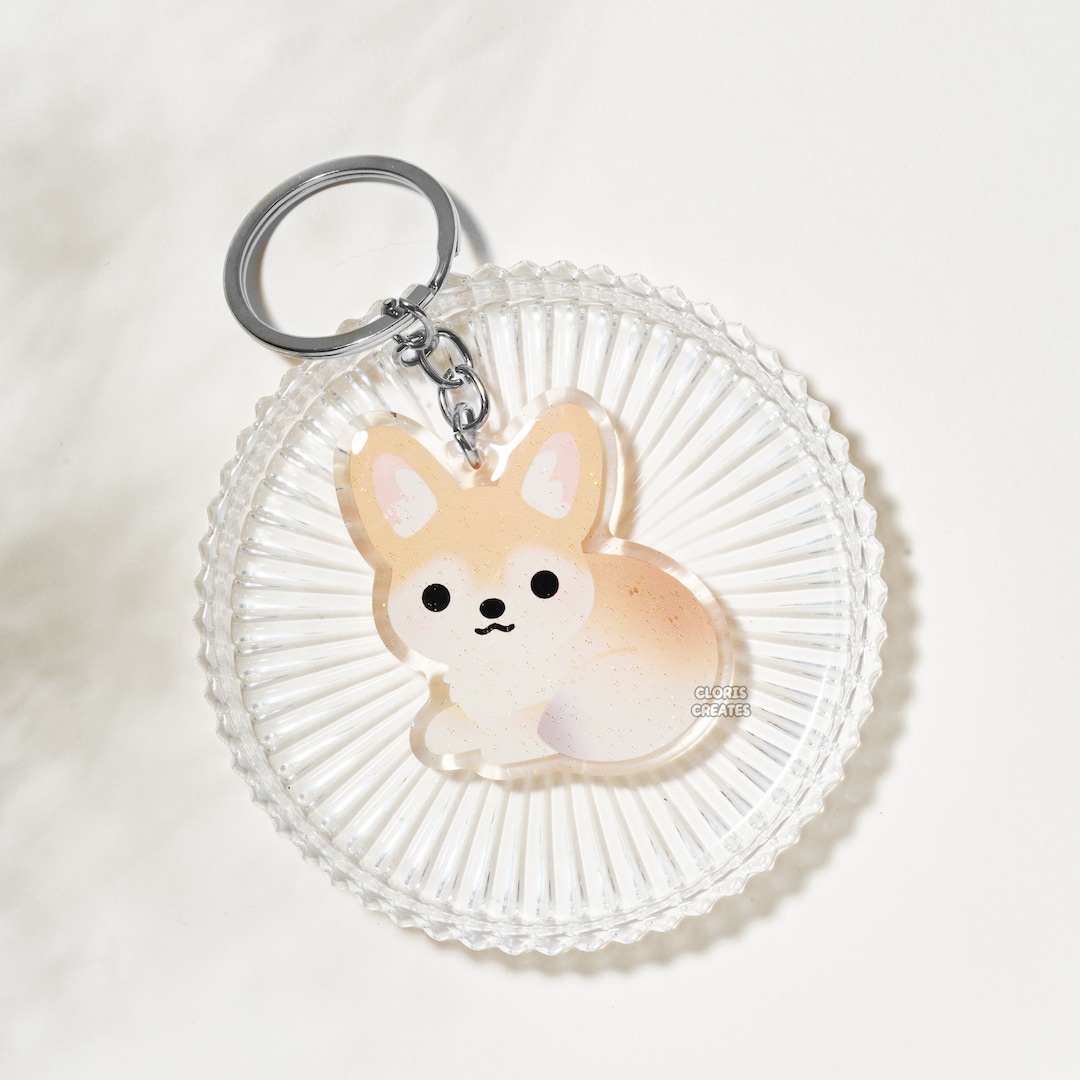 Fennec Fox Acrylic Glitter Keychain Kawaii Chibi Wild Desert Animal ...