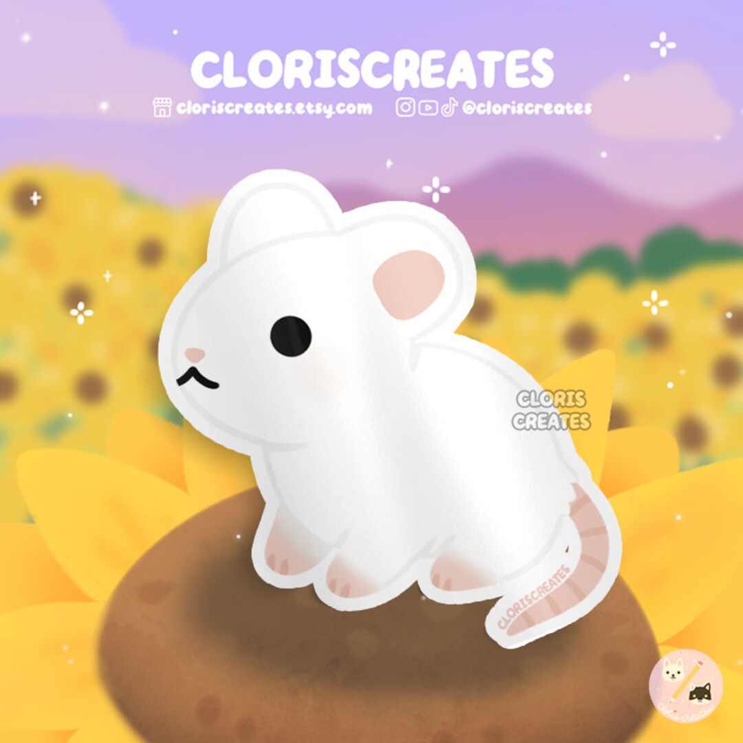 White Mouse Waterproof Vinyl Sticker | Kawaii Chibi Rodent Animal Lover ...