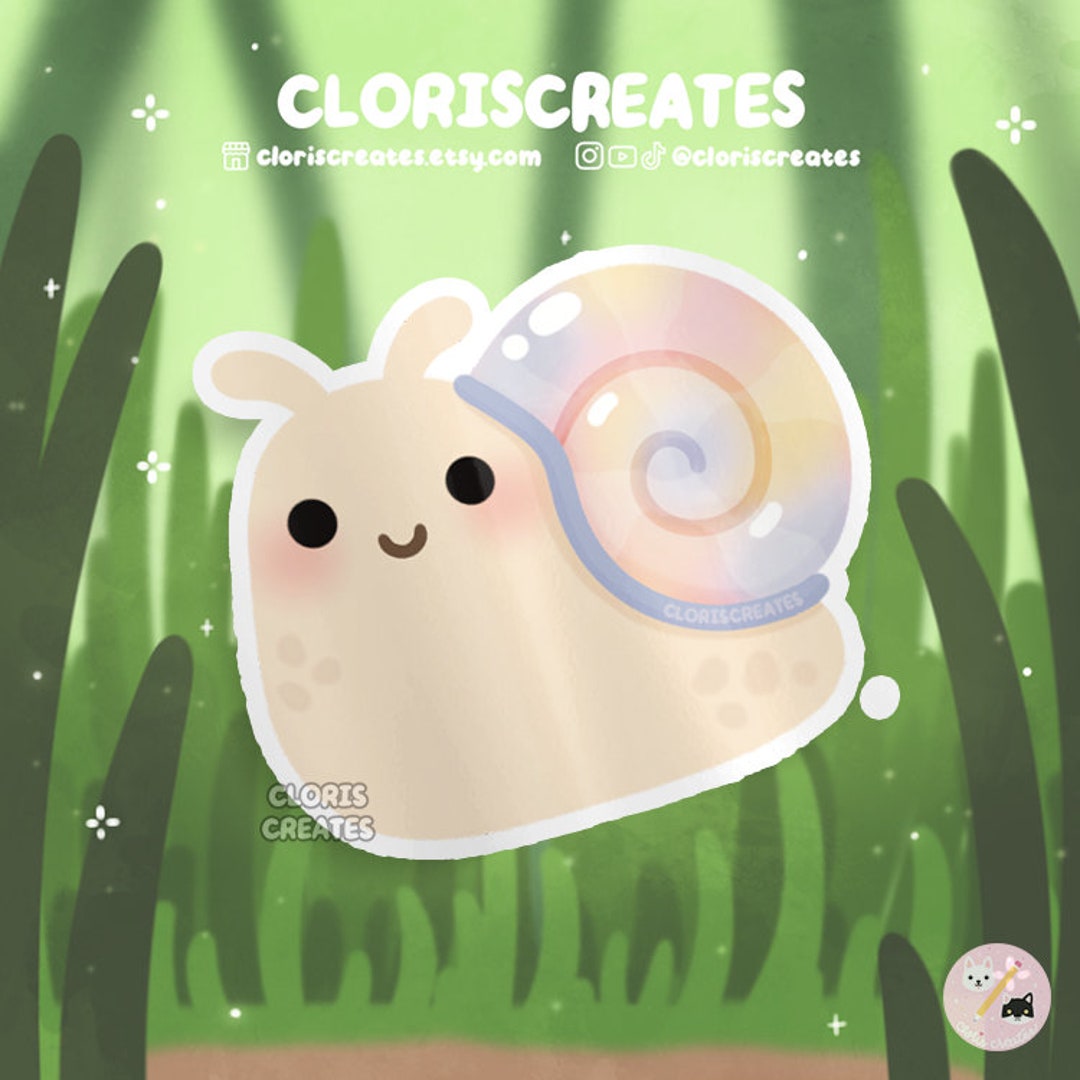 Rainbow Snail Waterproof Die Cut Sticker | Kawaii Chibi Bug Art Style ...