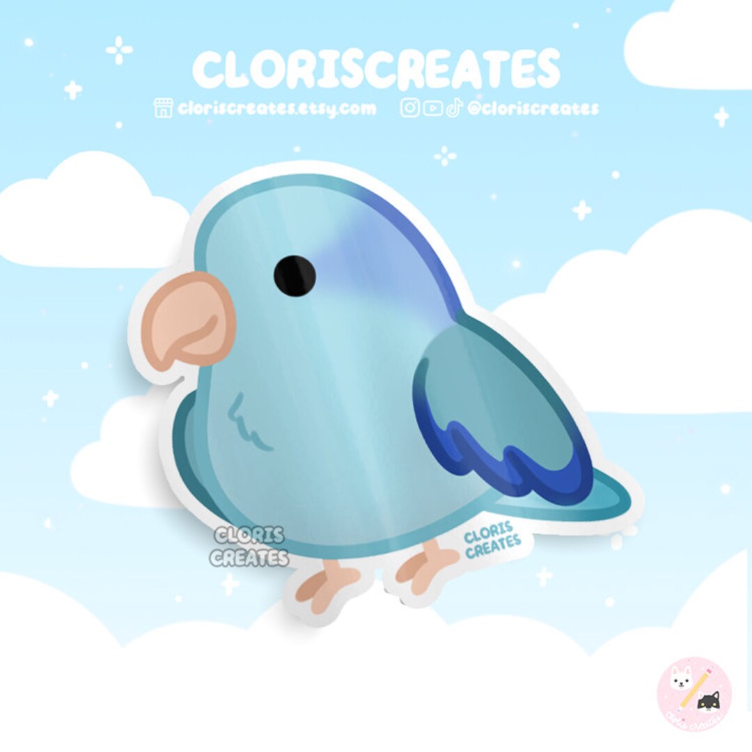 Blue Parrotlet Bird Breed Waterproof Vinyl Sticker | Kawaii Chibi ...