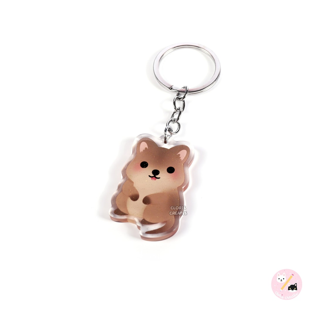 Quokka Acrylic Glitter Keychain | Kawaii Chibi Wild Aussie Animal Lover ...