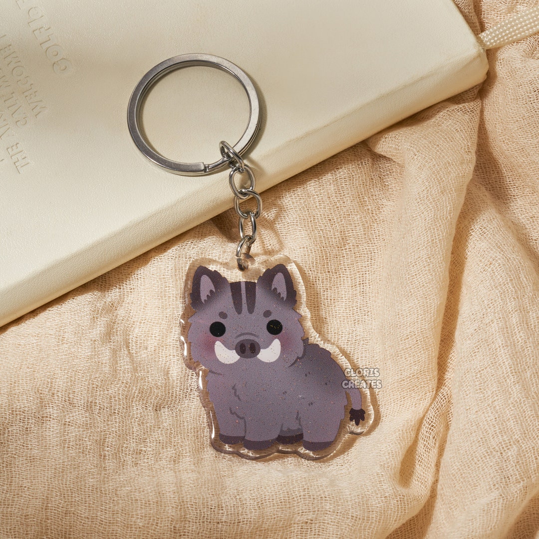 Wild Boar Wildlife Keychain Cartoon Chibi Art Glitter - Etsy
