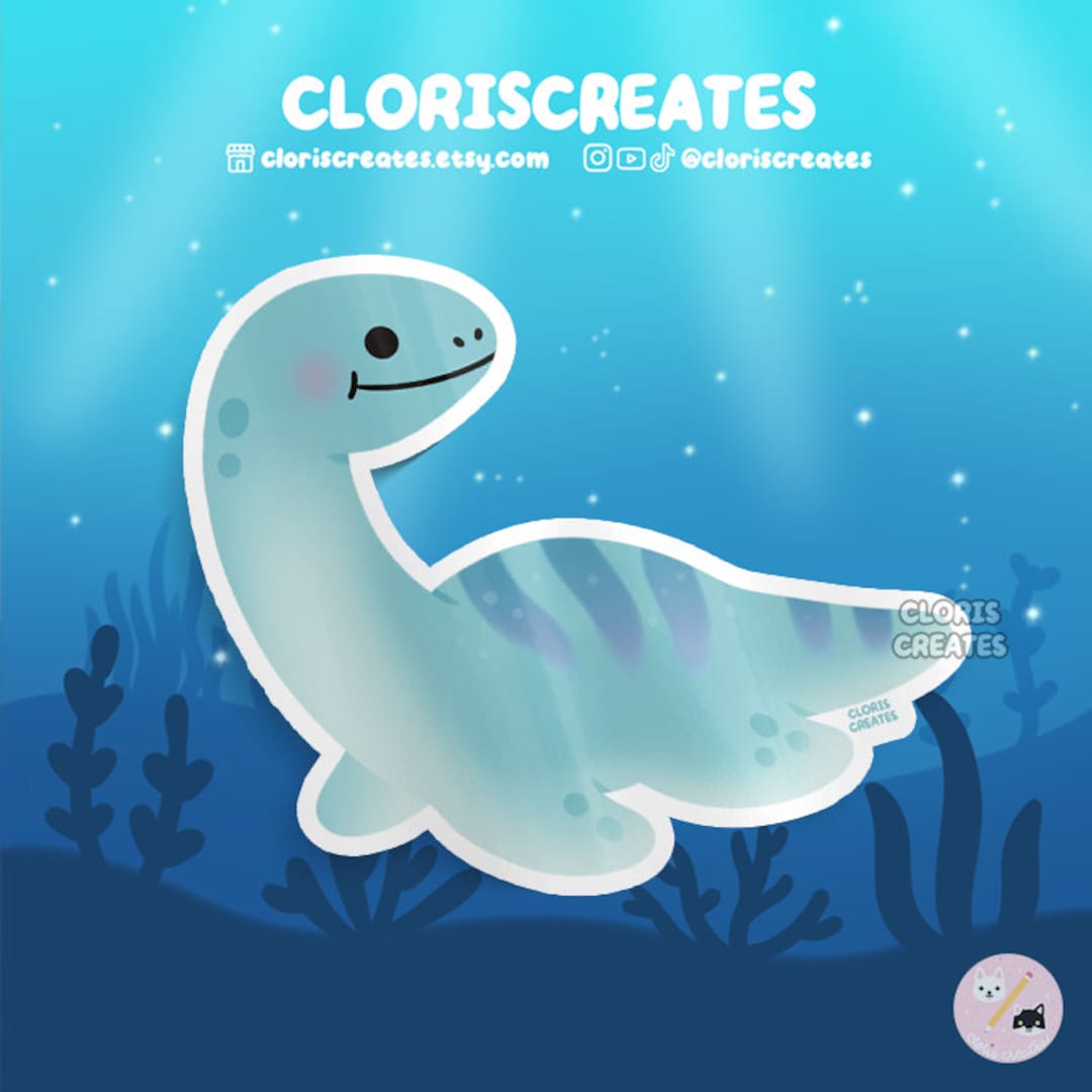 Plesiosaurus Dinosaur Waterproof Vinyl Sticker | Kawaii Chibi ...