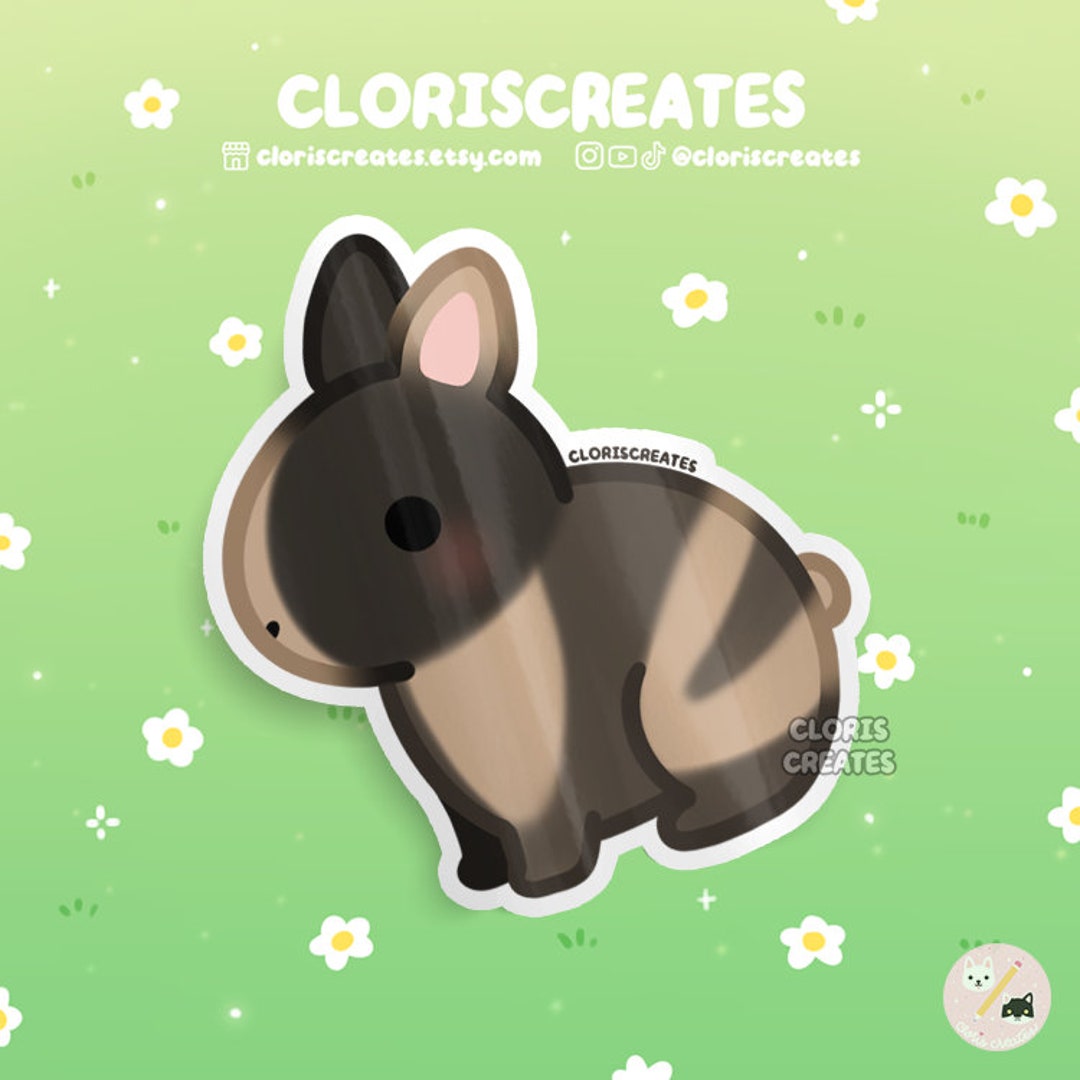 Harlequin Netherland Dwarf Rabbit Waterproof Vinyl Sticker | Kawaii ...