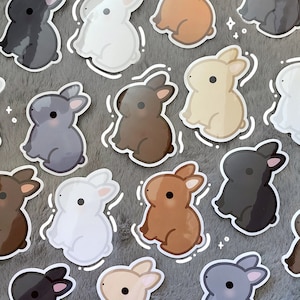 Black Netherland Dwarf Rabbit Waterproof Vinyl Sticker | Kawaii Chibi ...