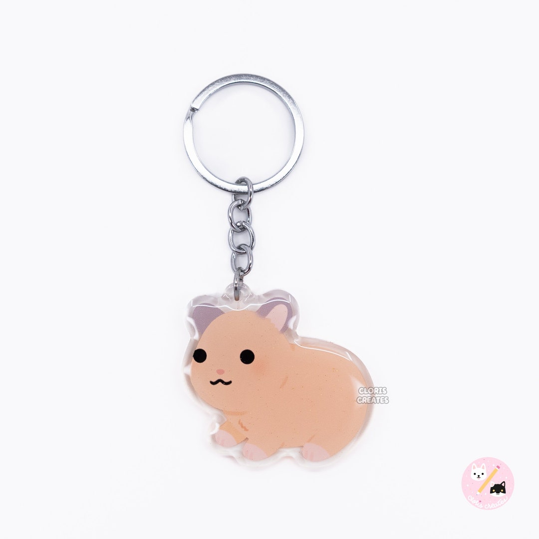Gold Syrian Teddy Bear Hamster Acrylic Pet Breed Keychain | Cartoon ...
