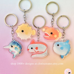 Oarfish Acrylic Glitter Keychain | Kawaii Chibi Ocean Marine Animal ...