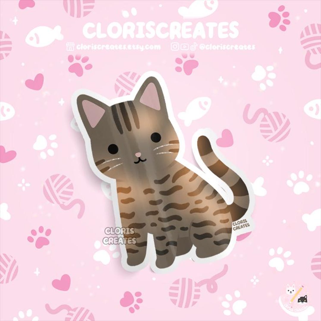 Torbie Cat Waterproof Vinyl Sticker | Kawaii Chibi Animal Laptop Decal ...
