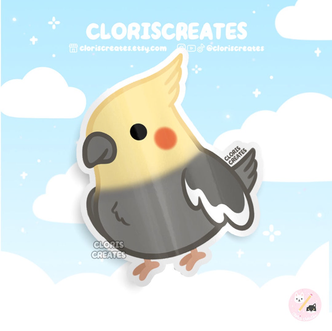 Gray Cockatiel Bird Breed Waterproof Vinyl Sticker | Kawaii Chibi ...